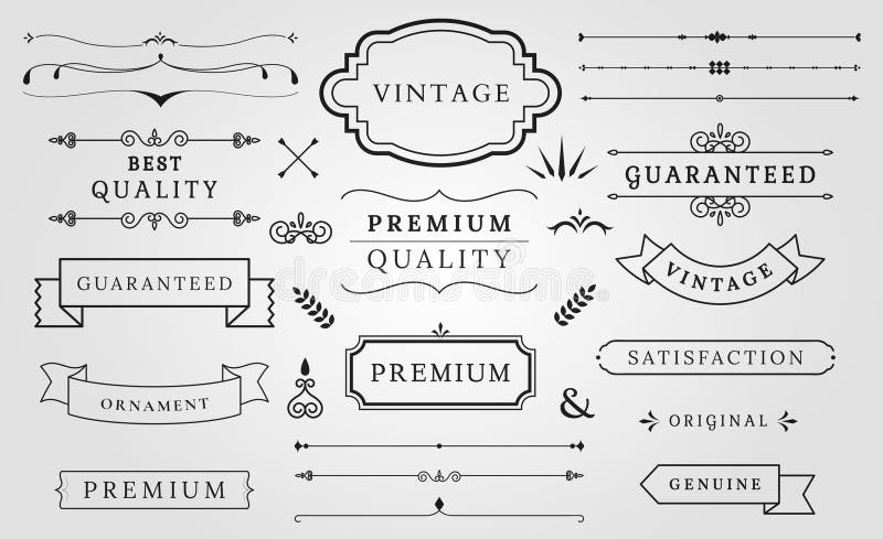 Vintage Symbol Retro Banner Elements Stock Illustration - Illustration ...