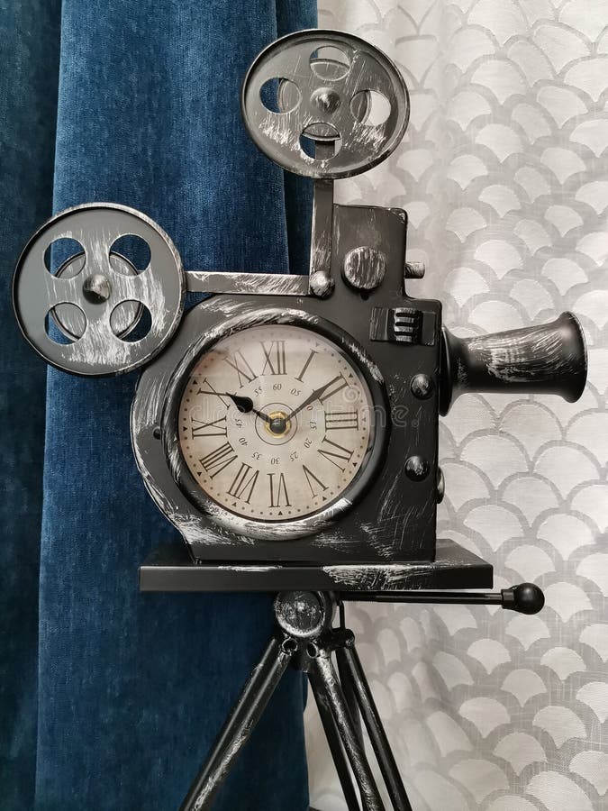 Vintage Table Clock in the Form of an Old Video Camera Stock Photo ...