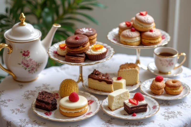 Vintage Table High Tea Experience Stock Illustration - Illustration of ...