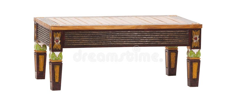 Vintage Table Isolated on White with Path Stock Image - Image of wooden ...