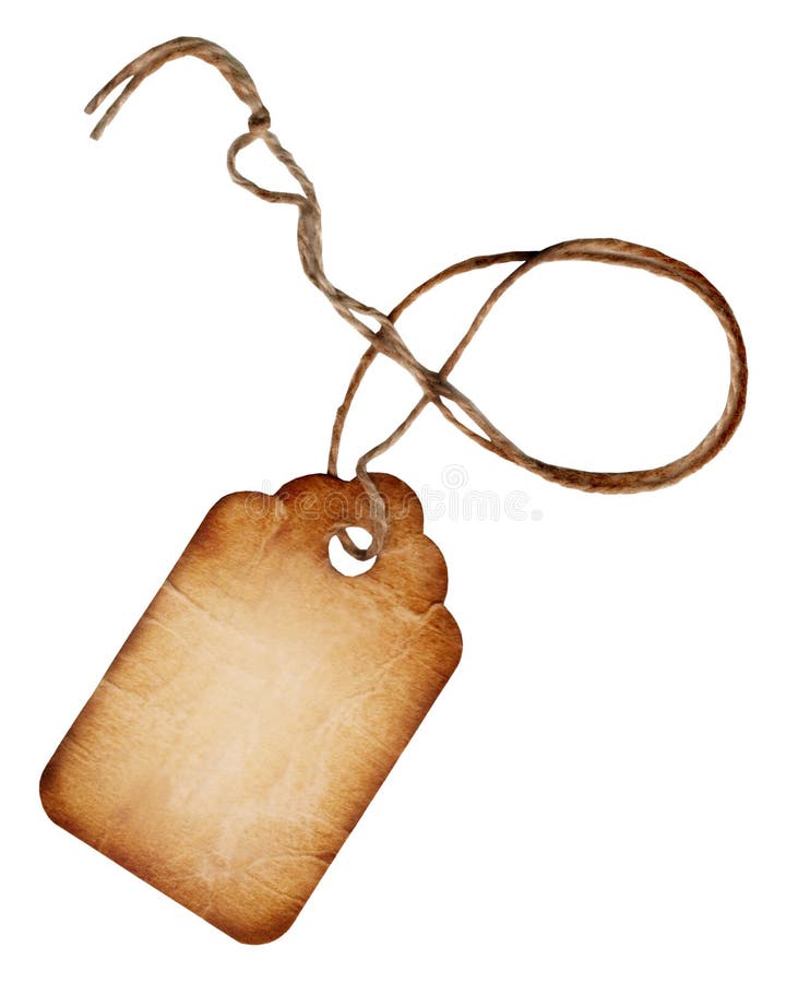 Grungy Vintage Paper Tag on a String Stock Photo - Image of abstract ...