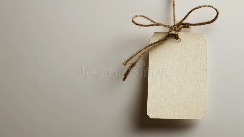 Vintage Tag Tied with String for Retro Aesthetic Stock Photo - Image of ...
