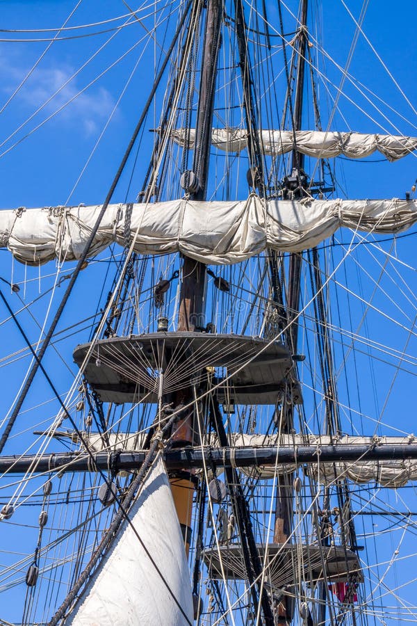 Vintage Tall Ship Rigging stock photo. Image of white - 81069428