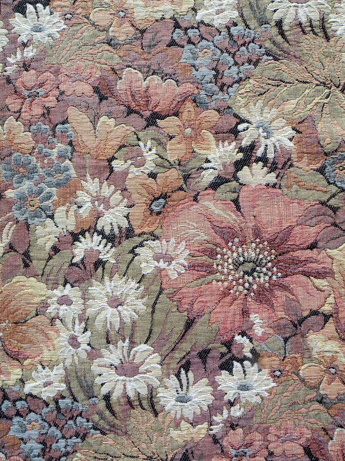 Floral Cotton Tapestry Fabric Background Stock Photo - Image of ...