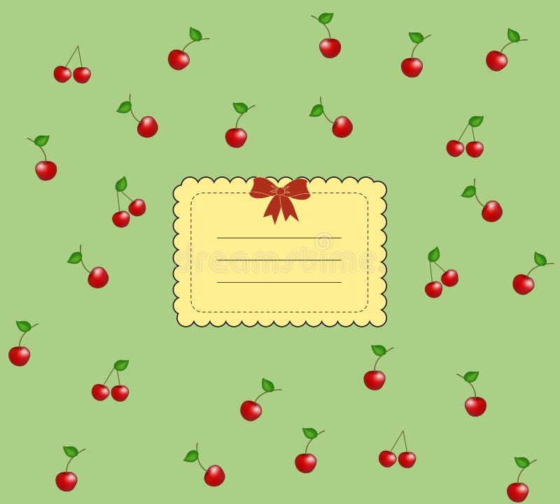 Vintage tasty cherry card stock vector. Illustration of graphic - 17939827