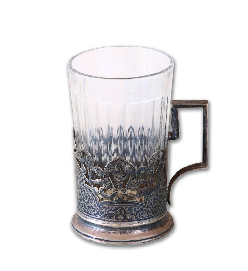 Vintage Tea Glass-holder Isolated on White Stock Image - Image of ...