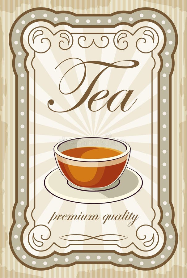 Vintage tea posters. stock vector. Illustration of vector - 44244726