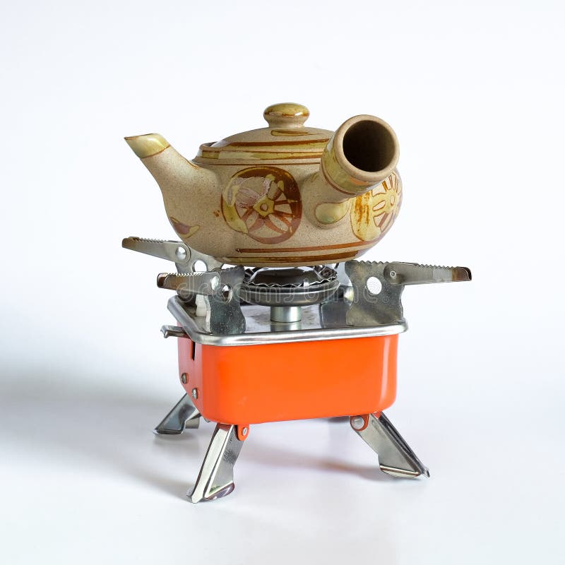 Vintage Tea Pot on Camping Stove for Outdoor Stock Photo - Image of ...