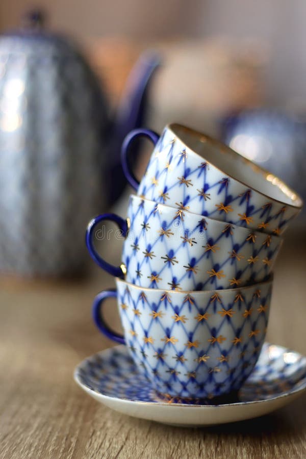 Vintage Tea Set stock photo. Image of teapot, blue, cafe - 273593338
