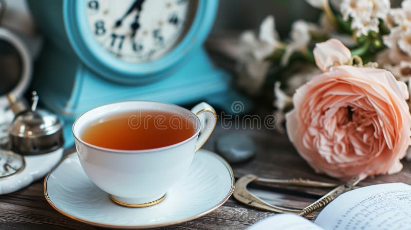 Vintage Tea Setting Flowers Clock Stock Photos - Free & Royalty-Free ...