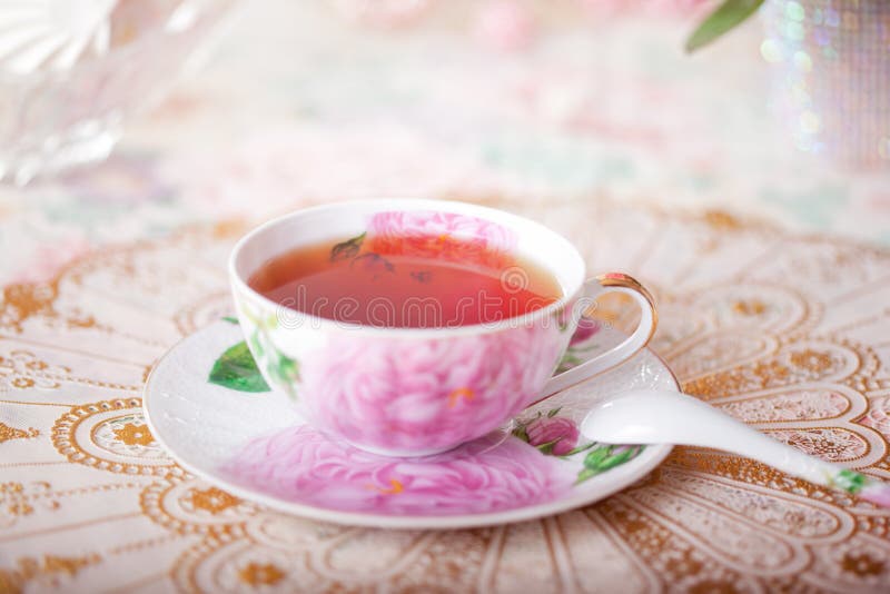 Vintage tea stock photo. Image of peony, english, fashioned - 33553004