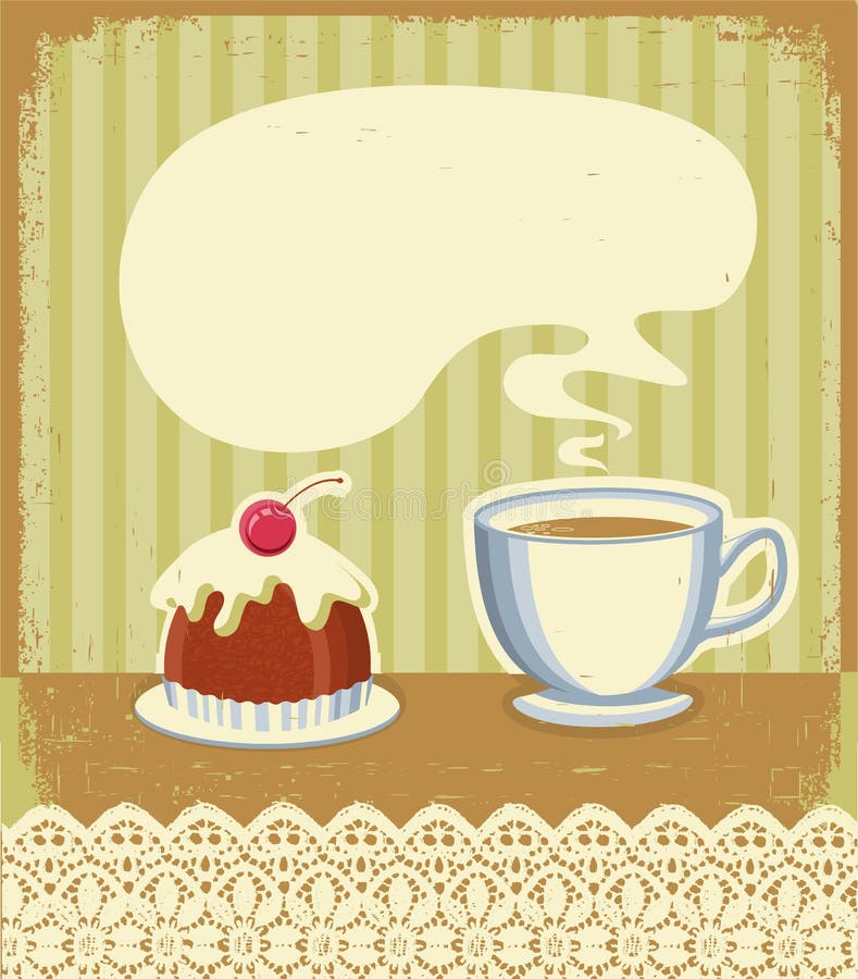 Vintage Tea Time Background with Sweet Desert Stock Vector ...