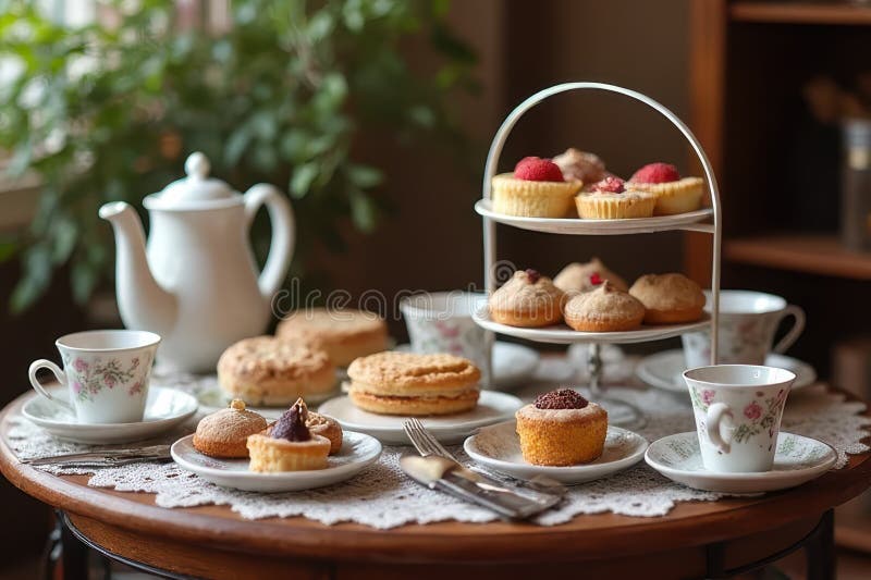 Vintage Tea Time Moments stock illustration. Illustration of pastel ...