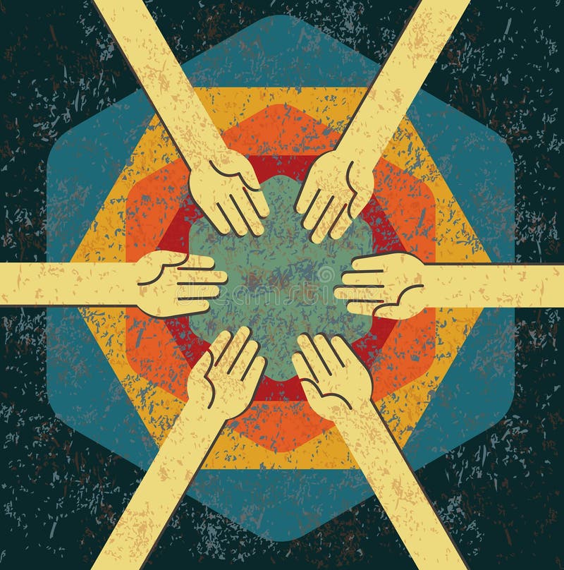 Vintage Teamwork Concept in Retro Style Stock Vector - Illustration of ...