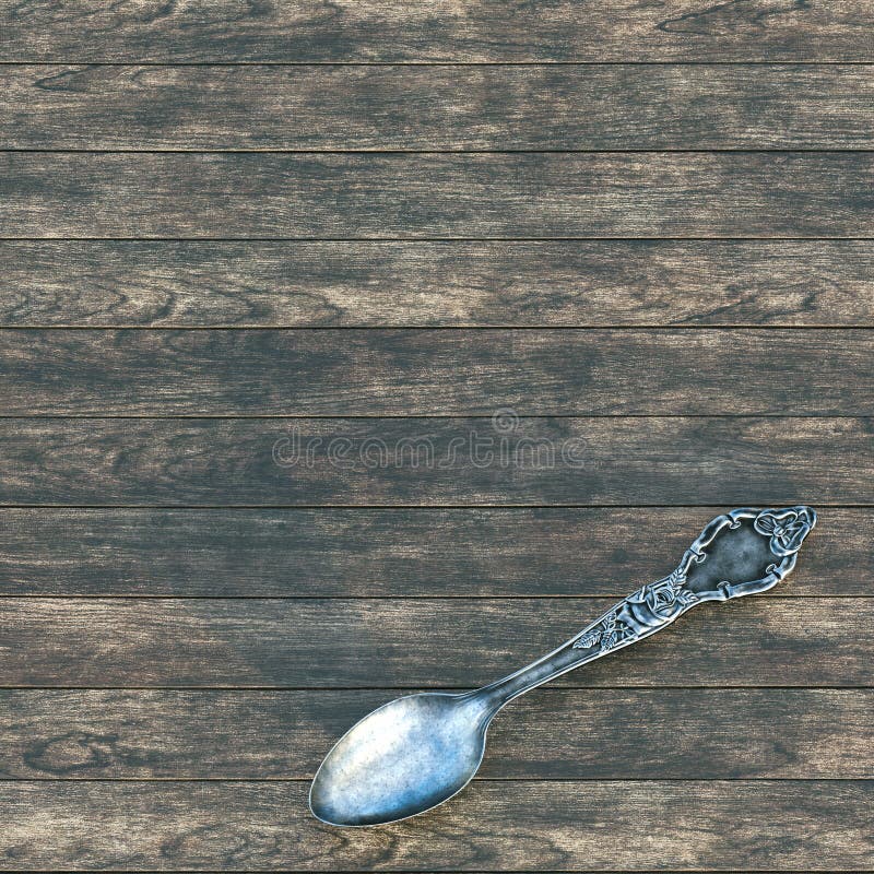 Vintage Teaspoon on a Wooden Table Stock Illustration - Illustration of ...
