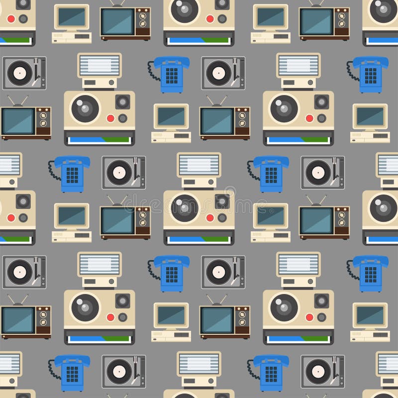 Vintage Technologies Camera Phone Retro Audio Icon Vector Set. Stock ...