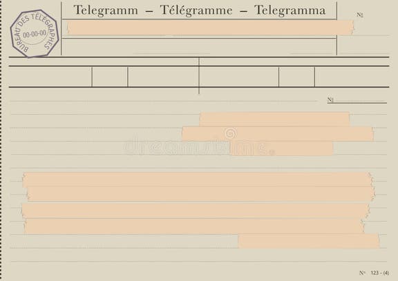Blank telegram form. stock vector. Illustration of vintage - 220480887