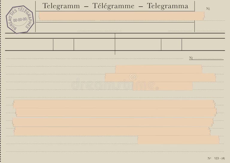 Blank telegram form. stock vector. Illustration of vintage - 220480887