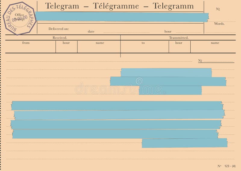 Blank telegram form. stock vector. Illustration of document - 220480897