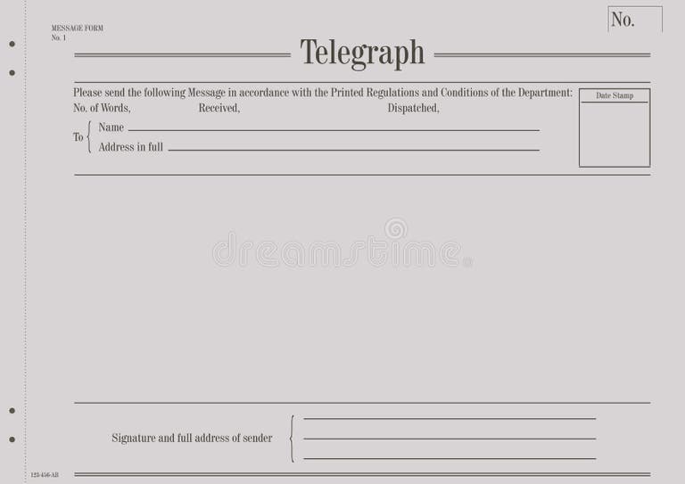 Vintage telegraph form. stock vector. Illustration of telegram - 97181895