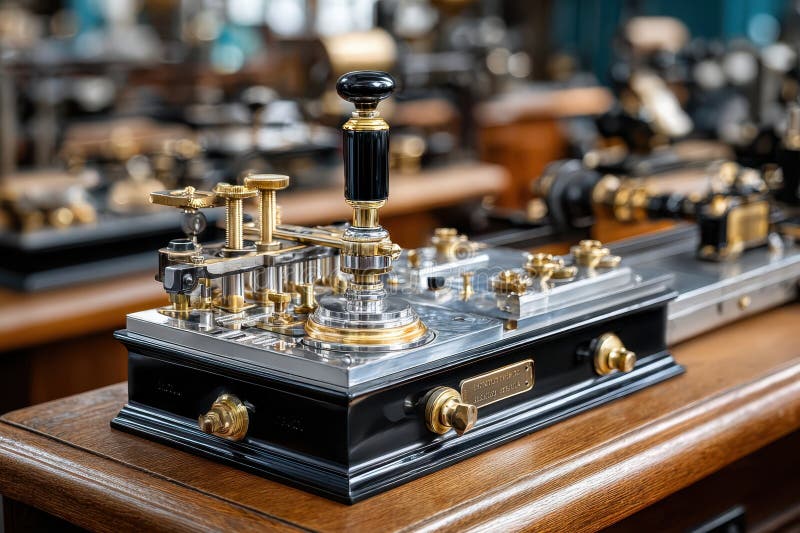 Vintage Telegraph Key and Transmitter Displayed in a Historical Museum ...