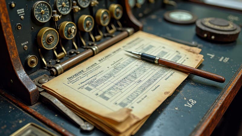 Vintage Telegraph Office Scene with Antique Equipment and Historical ...