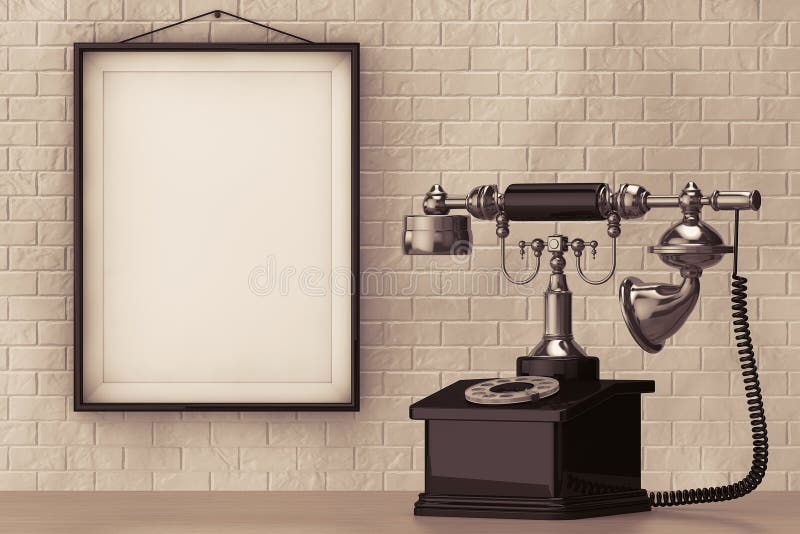 Vintage Telephone As Frame on a White Background with Space for Stock ...