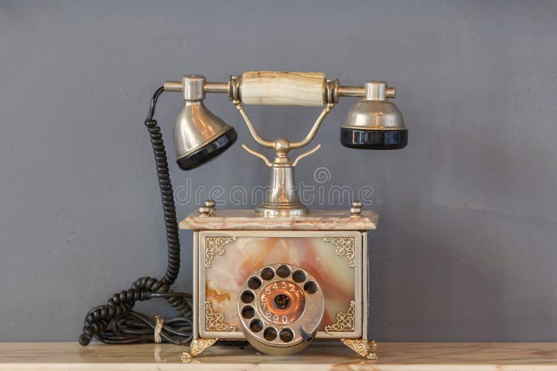 Vintage Telephone on Old Table Sepia Photo Stock Image - Image of line ...