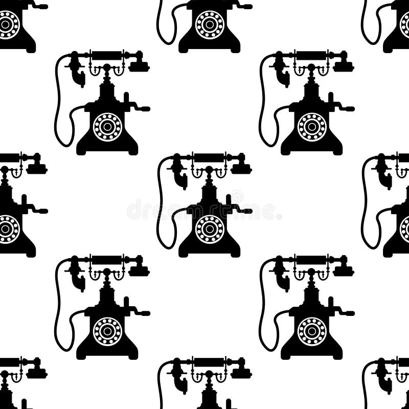 Vintage Telephone Seamless Pattern Stock Vector - Illustration of ...