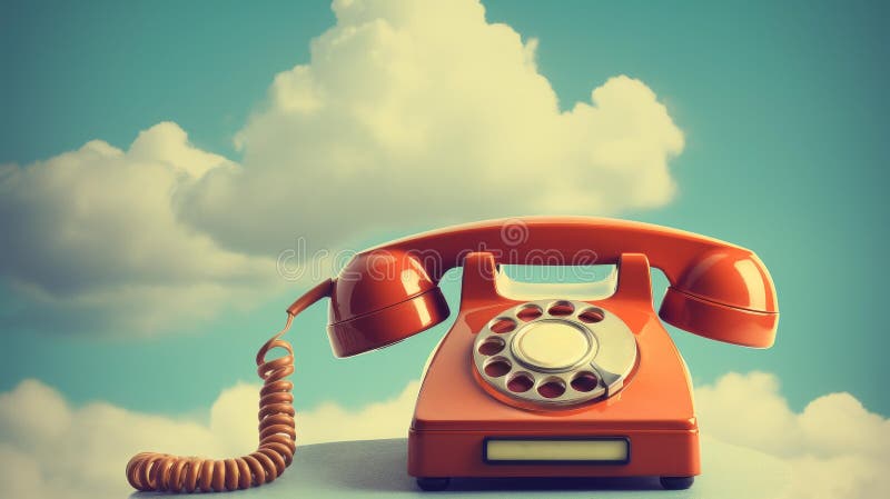 Vintage Telephone with Speech Bubble on a Cloud Background, Retro Theme ...