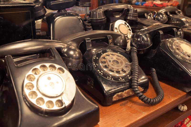 Vintage Telephones on the Table Stock Photo - Image of number, ancient ...