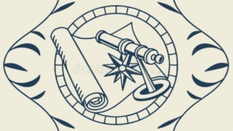 Vintage Telescope and Scroll, Exploration Discovery, Vector Design ...