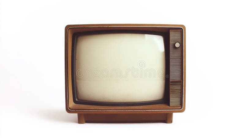 Vintage Television with a Blank Screen - Isolated on White Background ...
