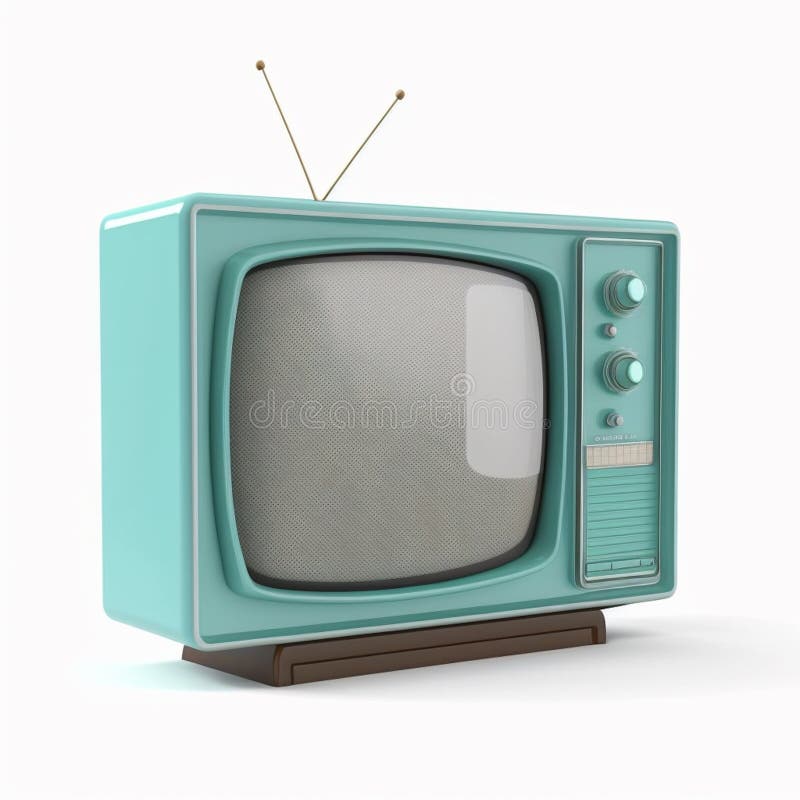 Vintage Television Blue Color Isolated on a White Stock Photo - Image ...
