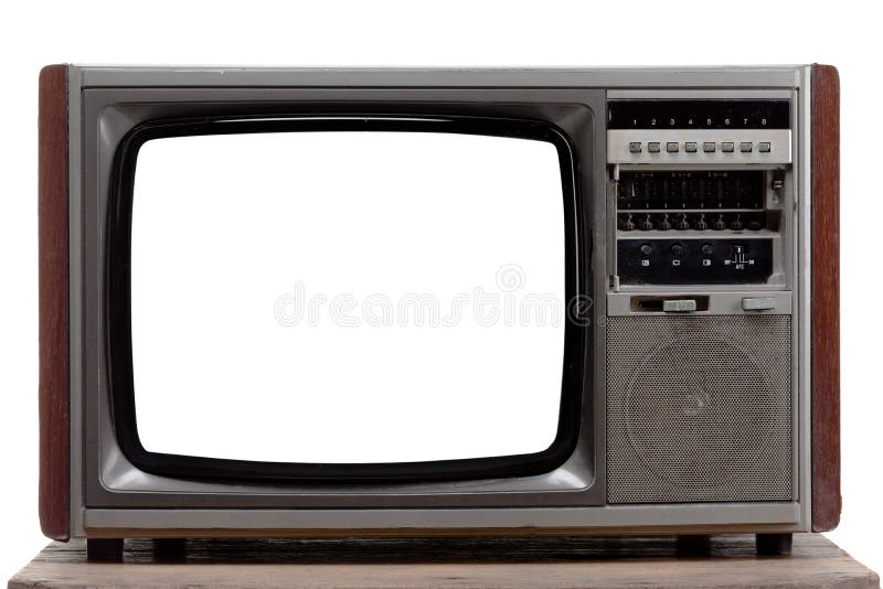 Vintage Television with Cut Out Screen on Isolated Background Stock ...