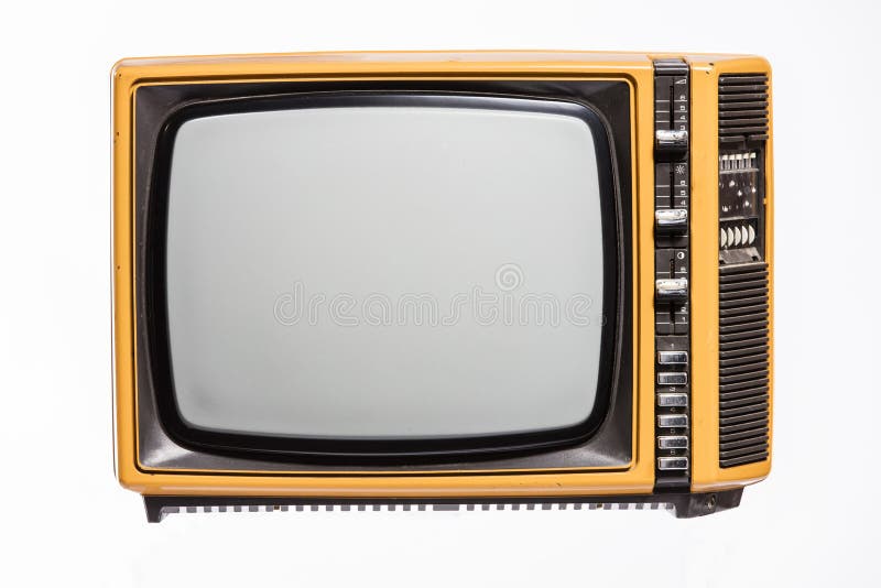 Vintage Television with Cut Out Screen on Isolated Background. Stock ...