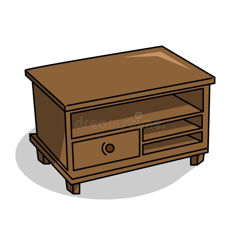 Vintage Television Desk Cartoon Vector Illustration Stock Vector ...