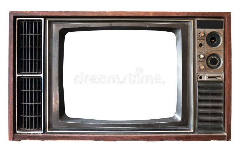Old TV with Frame Screen Isolate on White Stock Photo - Image of blank ...