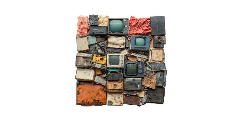 Vintage Television and Radio Stack. Retro Electronics and E-Waste ...