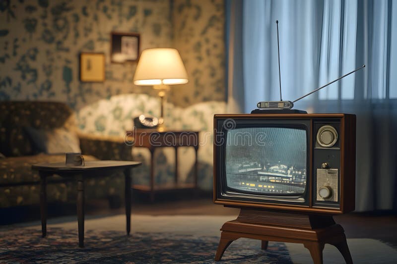 A Vintage Television in a Vintage Room Stock Image - Image of vintage ...