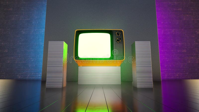 Vintage Television Set on Abstract Colorful Background Stock Footage ...