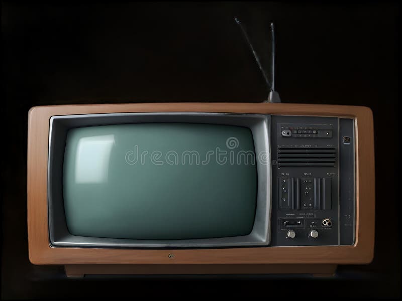 Vintage Television Set Against a Dark Backdrop Stock Illustration ...