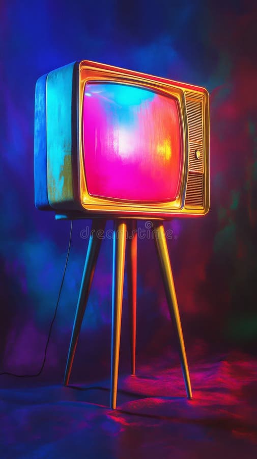 Vintage Television Set with Colorful Neon Glow Stock Photo - Image of ... Vintage Television Set with Colorful Neon Glow Stock Photo - Image of ...