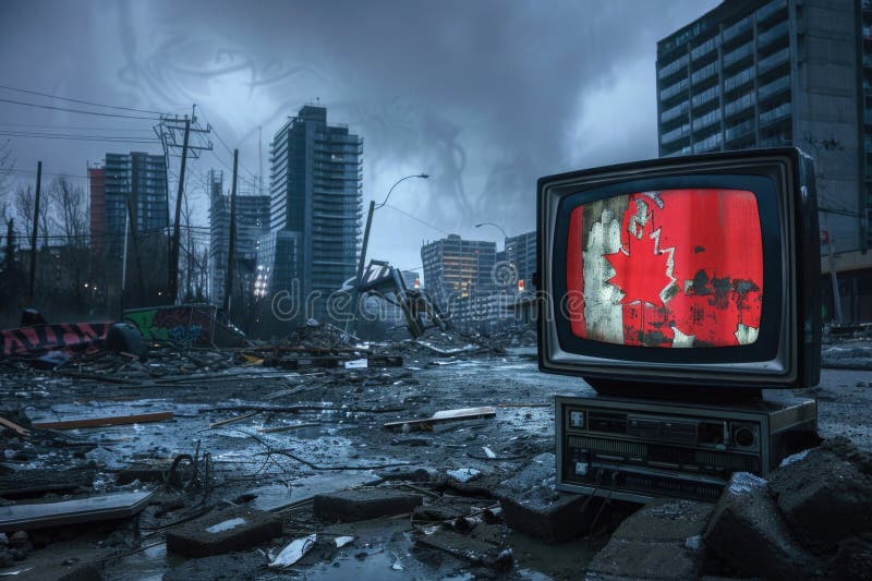 Vintage Television Set on Debris, Ideal for Post-apocalyptic Themes ...