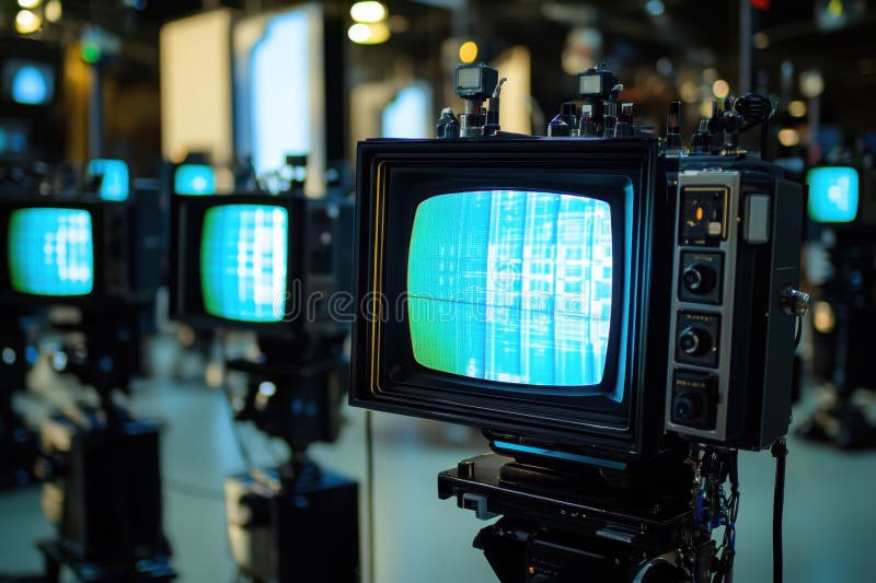 Vintage Television Set Displays Static Patterns in a Retro Technology ...