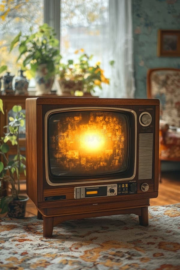 Vintage Television Set Sitting Rustic Wooden Table Stock Photos - Free ...