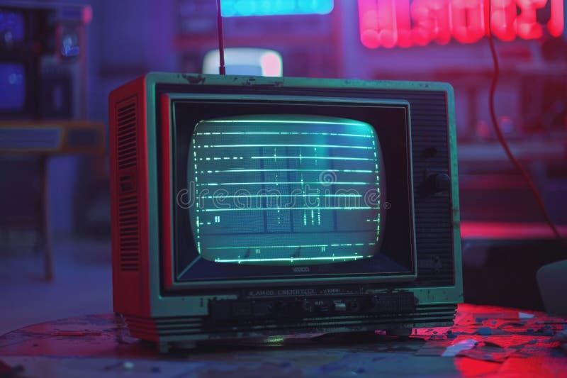 A Vintage Television Set Sitting on a Wooden Table Stock Image - Image ...