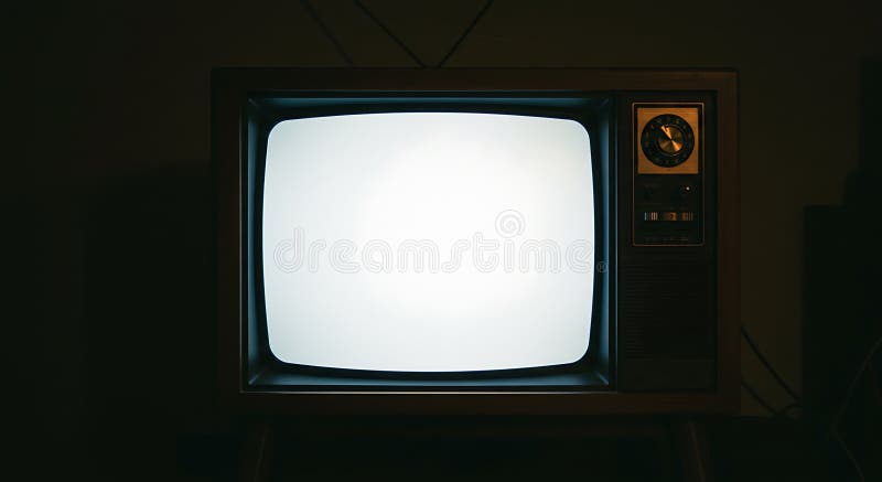 Vintage Television Set with a Small Screen and a Wooden Frame. Features ...