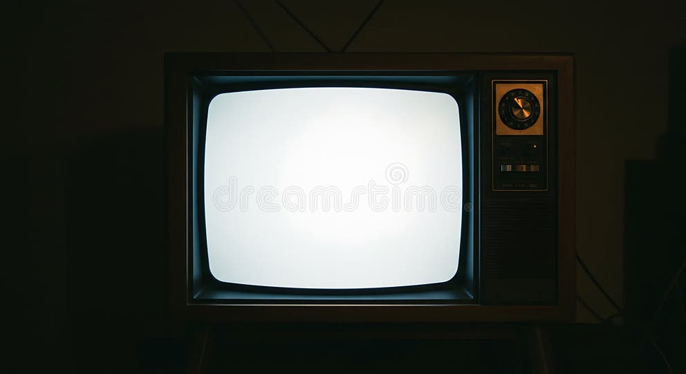 Vintage Television Set with a Small Screen and a Wooden Frame. Features ...