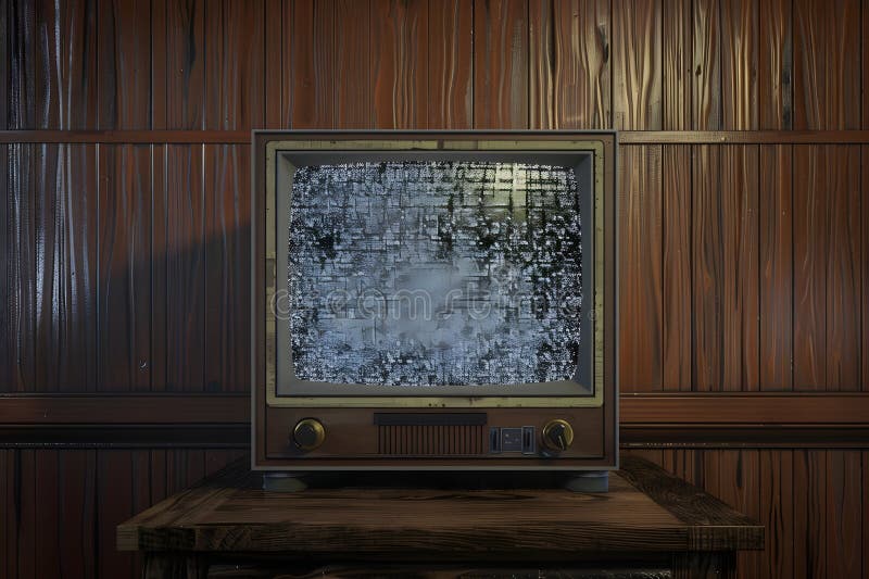 Vintage Television Set with Static Display Stock Illustration ...